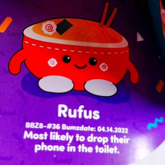Kellytoy | Toys | Rufus The Ramen Noodle Bowl Takeout Series Bum Bumz By Kelly Toy Nwt | Poshmark